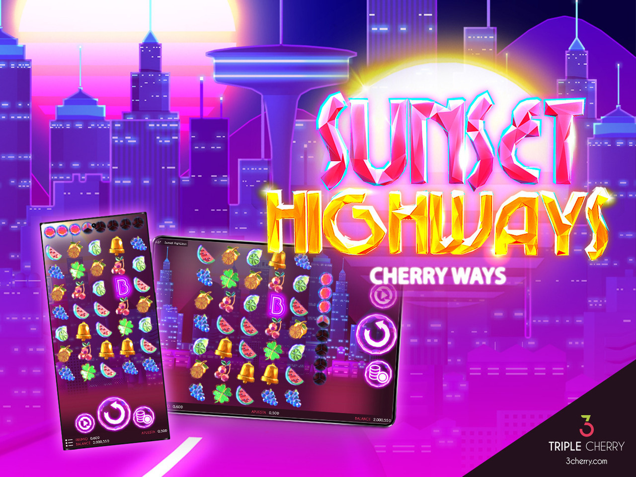 Triple Cherry presenta su nueva slot, Sunset Highways